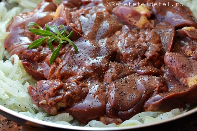 Ficatei de pui cu ceapa si usturoi - Rețete Fel de Fel